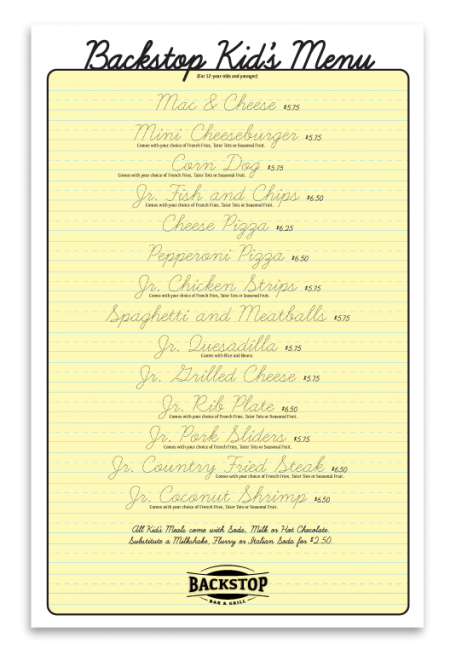 MENU 3 – Backstop Bar & Grill
